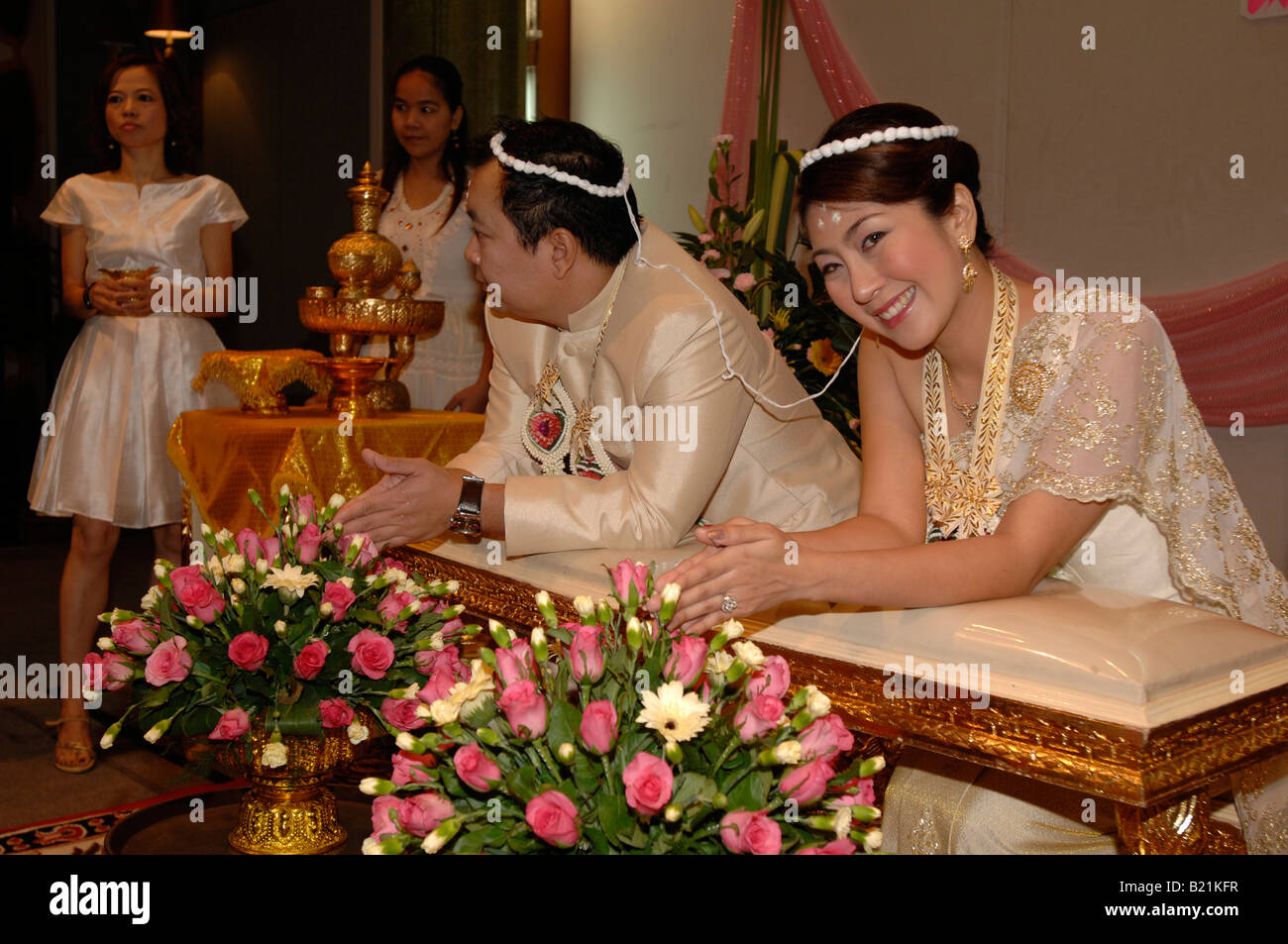 thai traditional wedding , ritual , taking vowels , bangkok , thailand ...