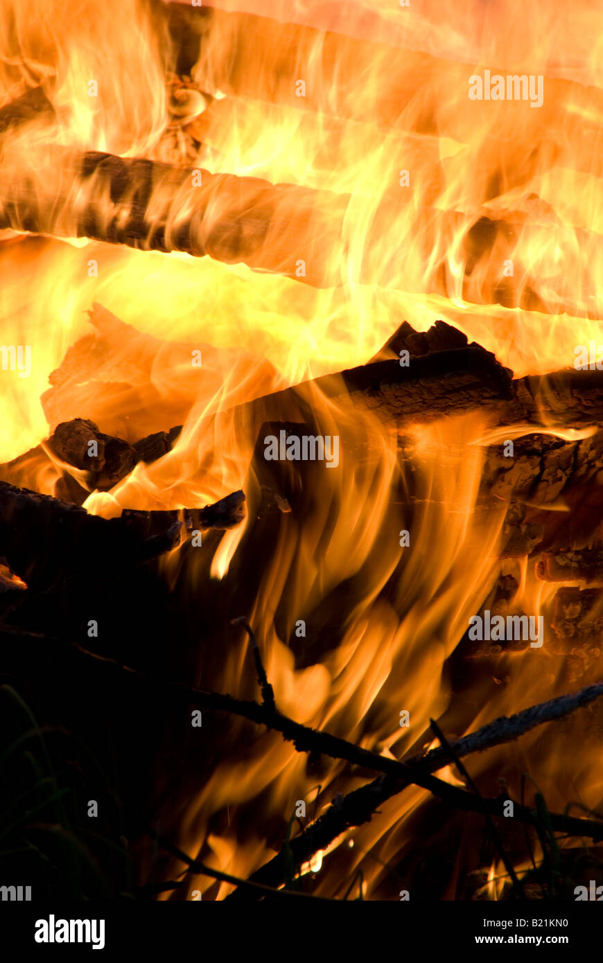 Swirling flames in a midsummer pyre Stock Photo - Alamy