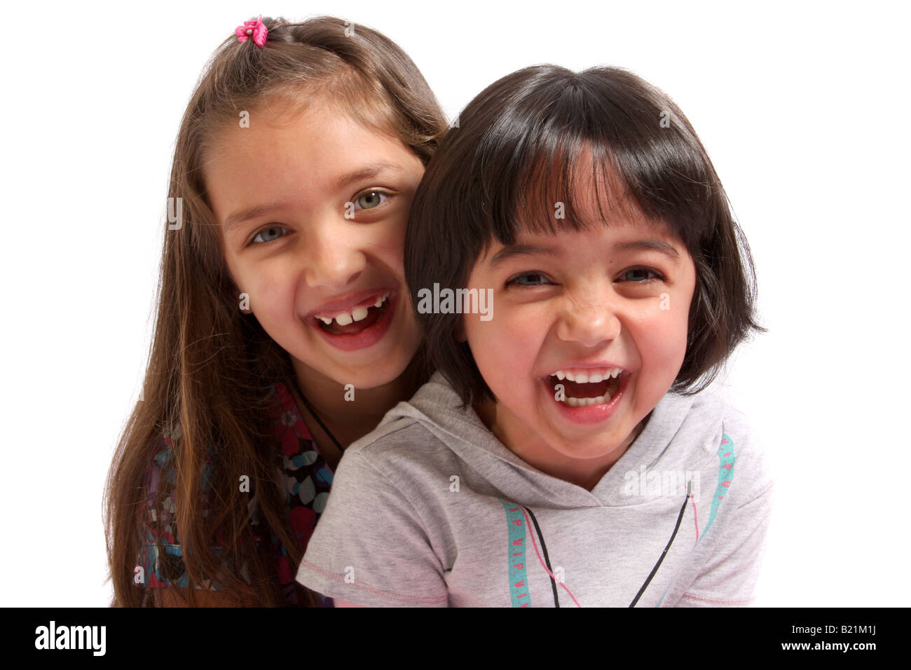 A fun close up portrait of two sisters Stock Photo - Alamy