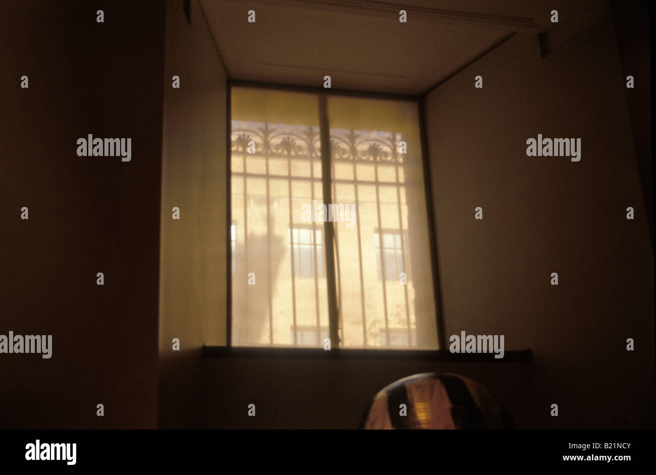 Basement window urban city view Stock Photo - Alamy