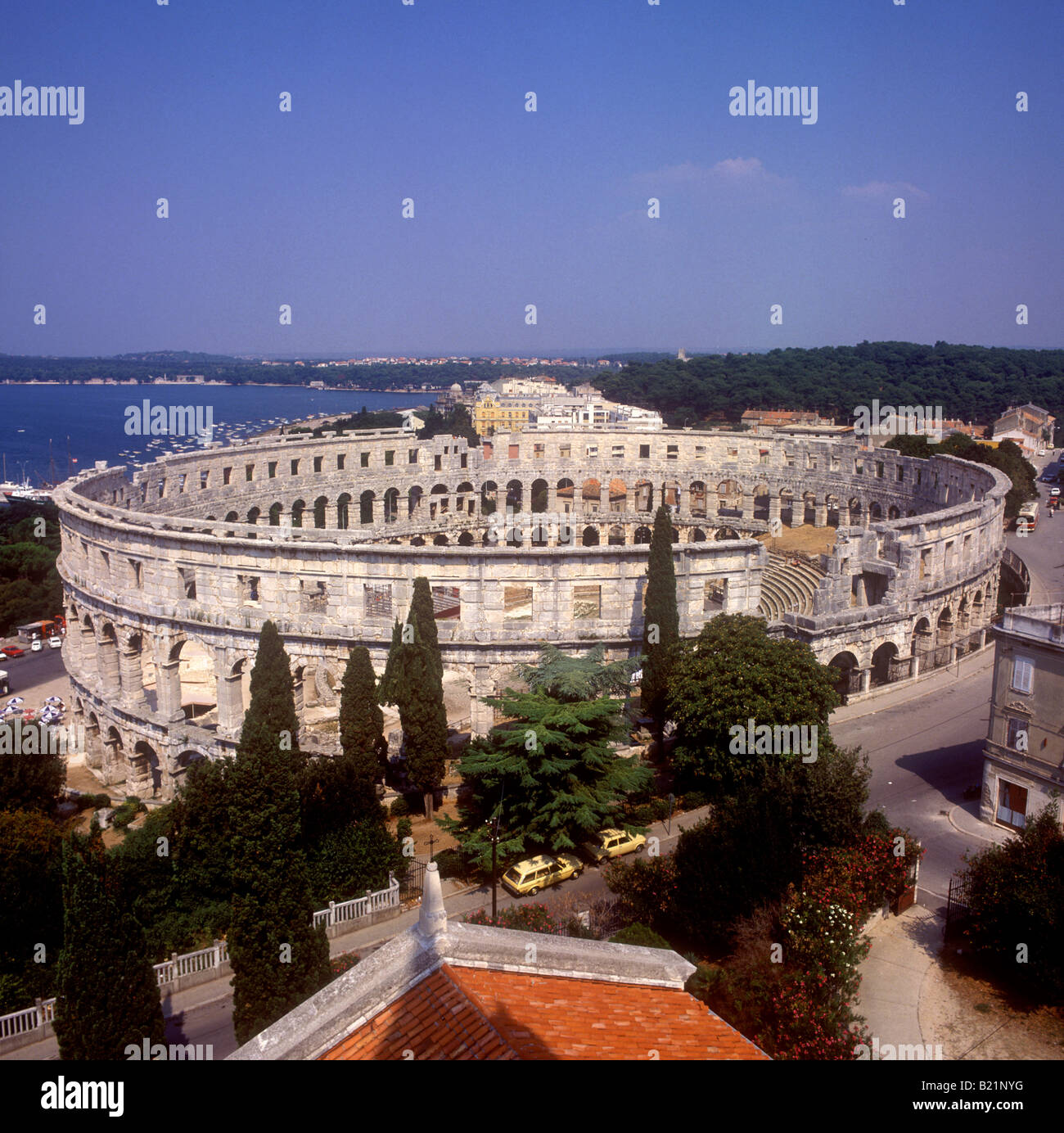 View of the Roman Amphitheatre in Pula Stock Photo - Alamy