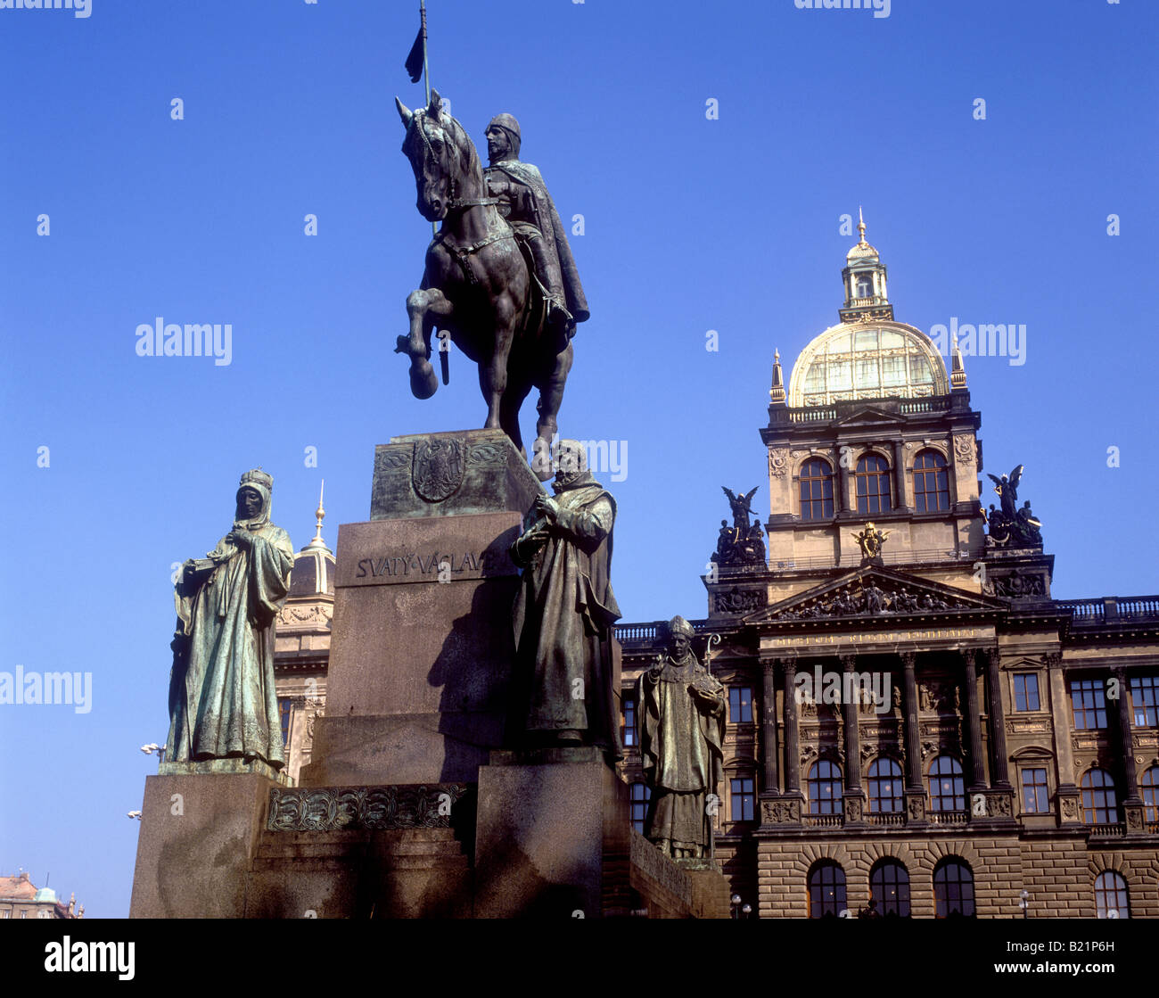 Prague - Statues outside the National Museum Stock Photo - Alamy