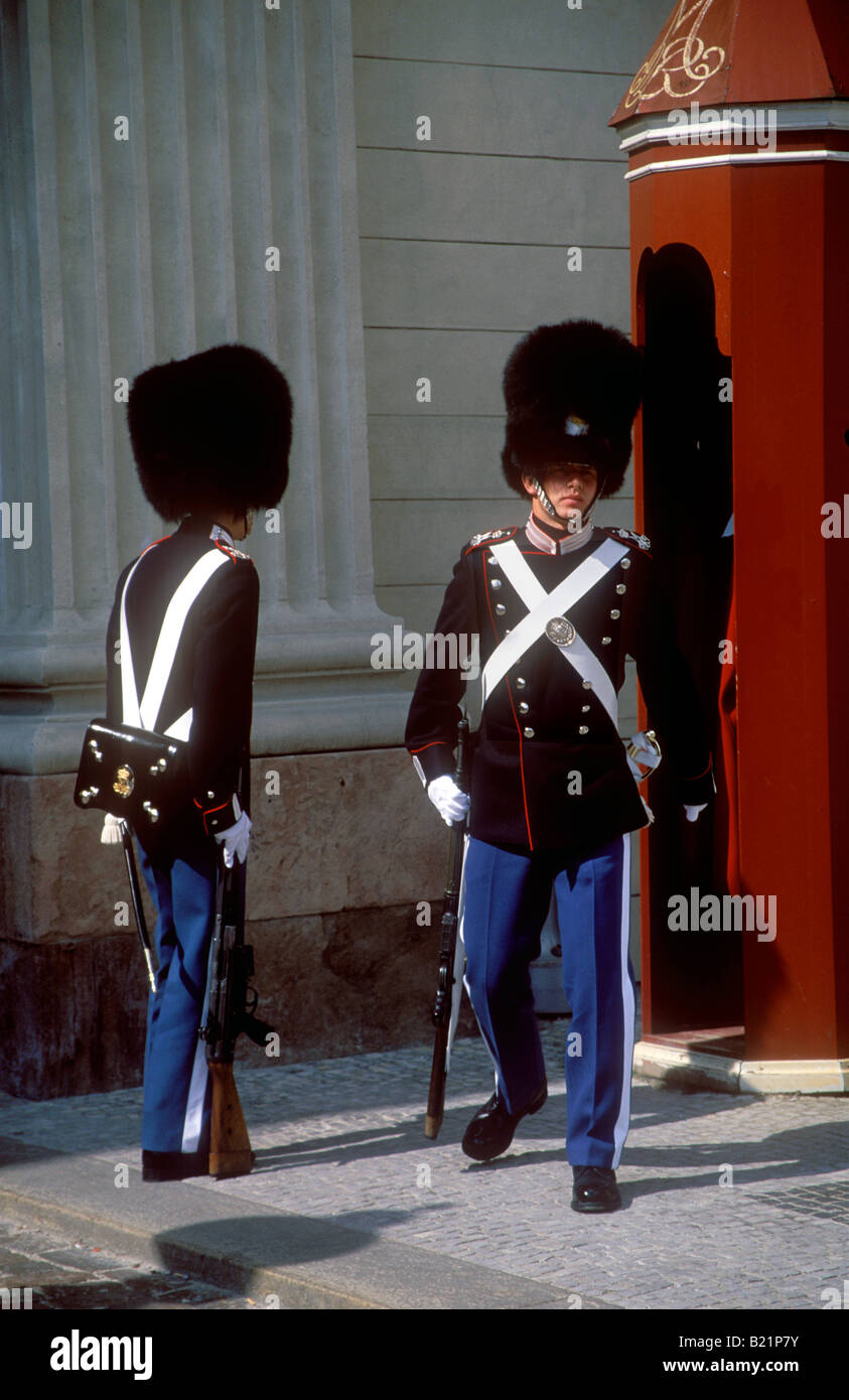 Denmark danish capital city copenhagen ceremonial guard duty soldiers ...