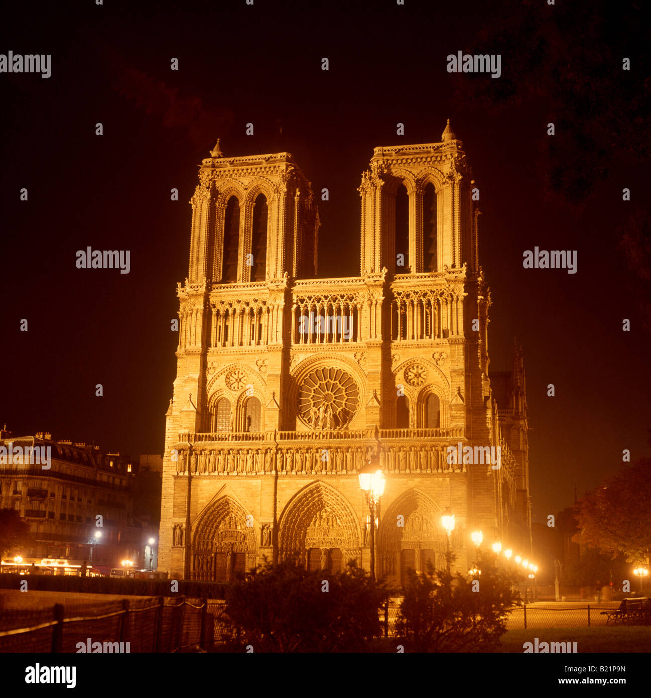 Paris - Cathedral of Notre Dame at night Stock Photo - Alamy