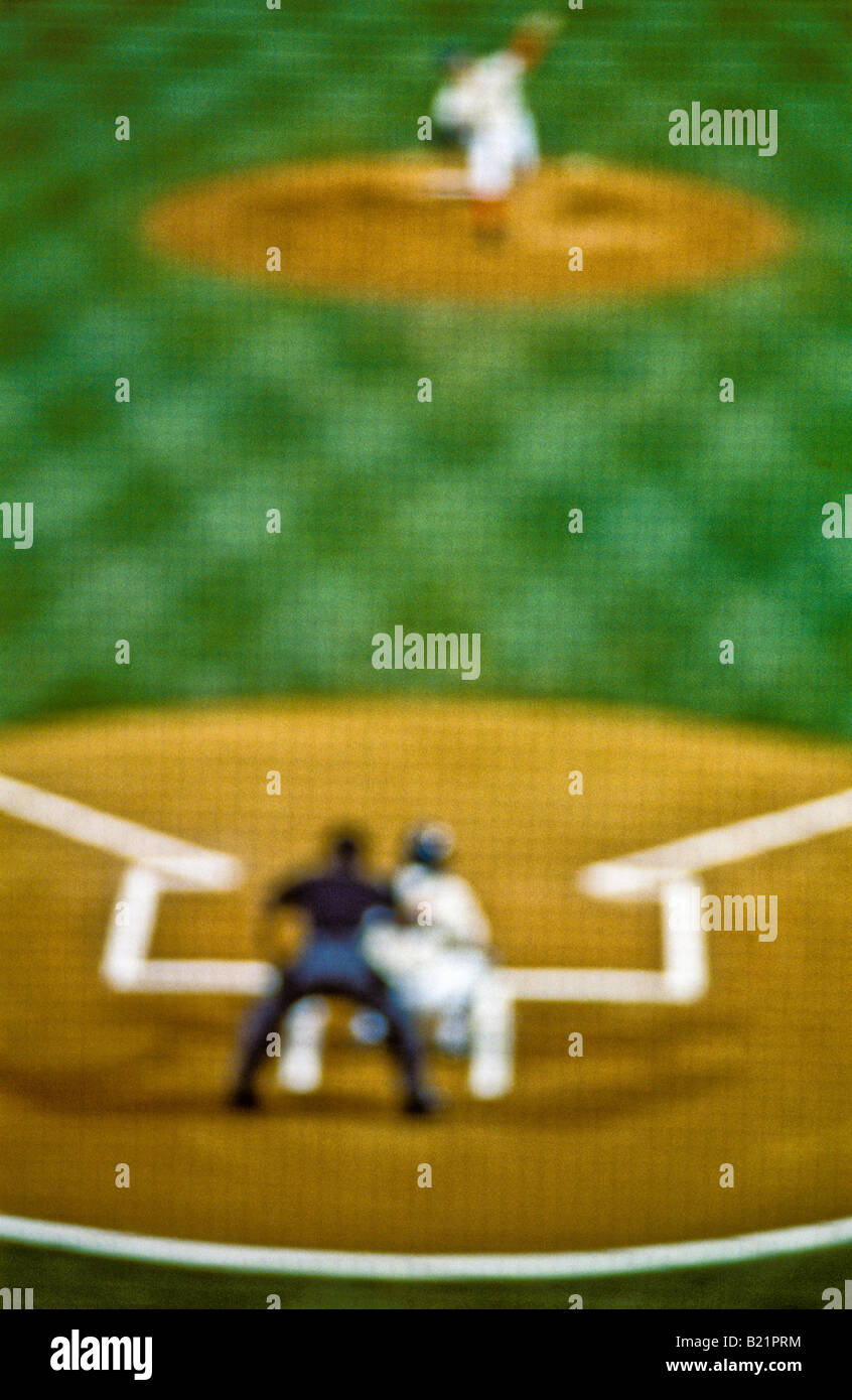 soft focus abstract baseball diamond pitcher catcher Stock Photo - Alamy