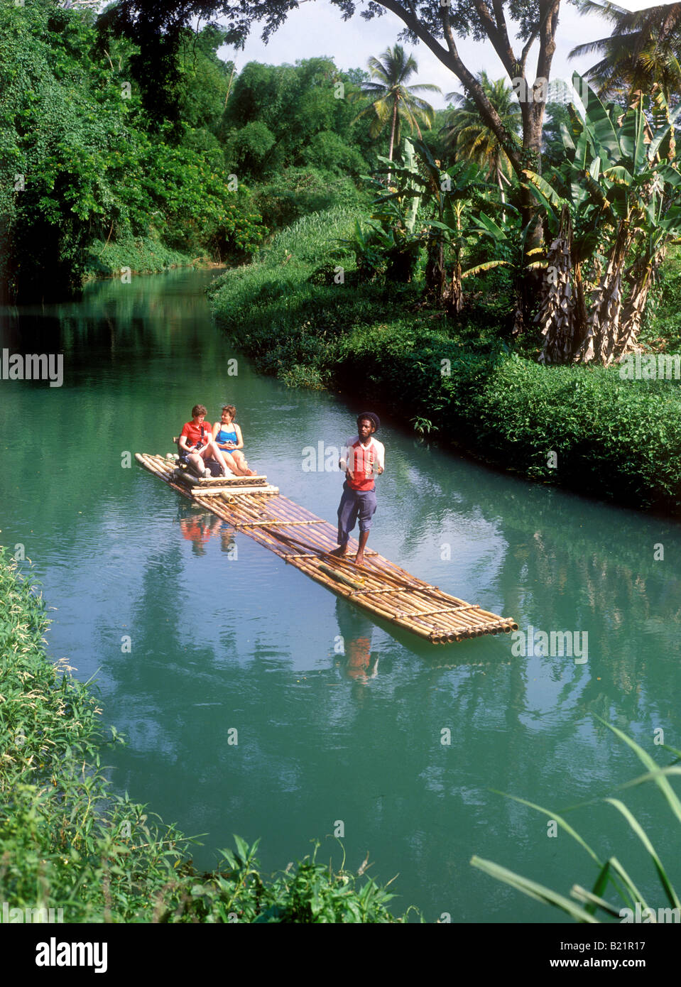 Rafting on the Martha Brae River on the popular island of Jamaica Stock ...