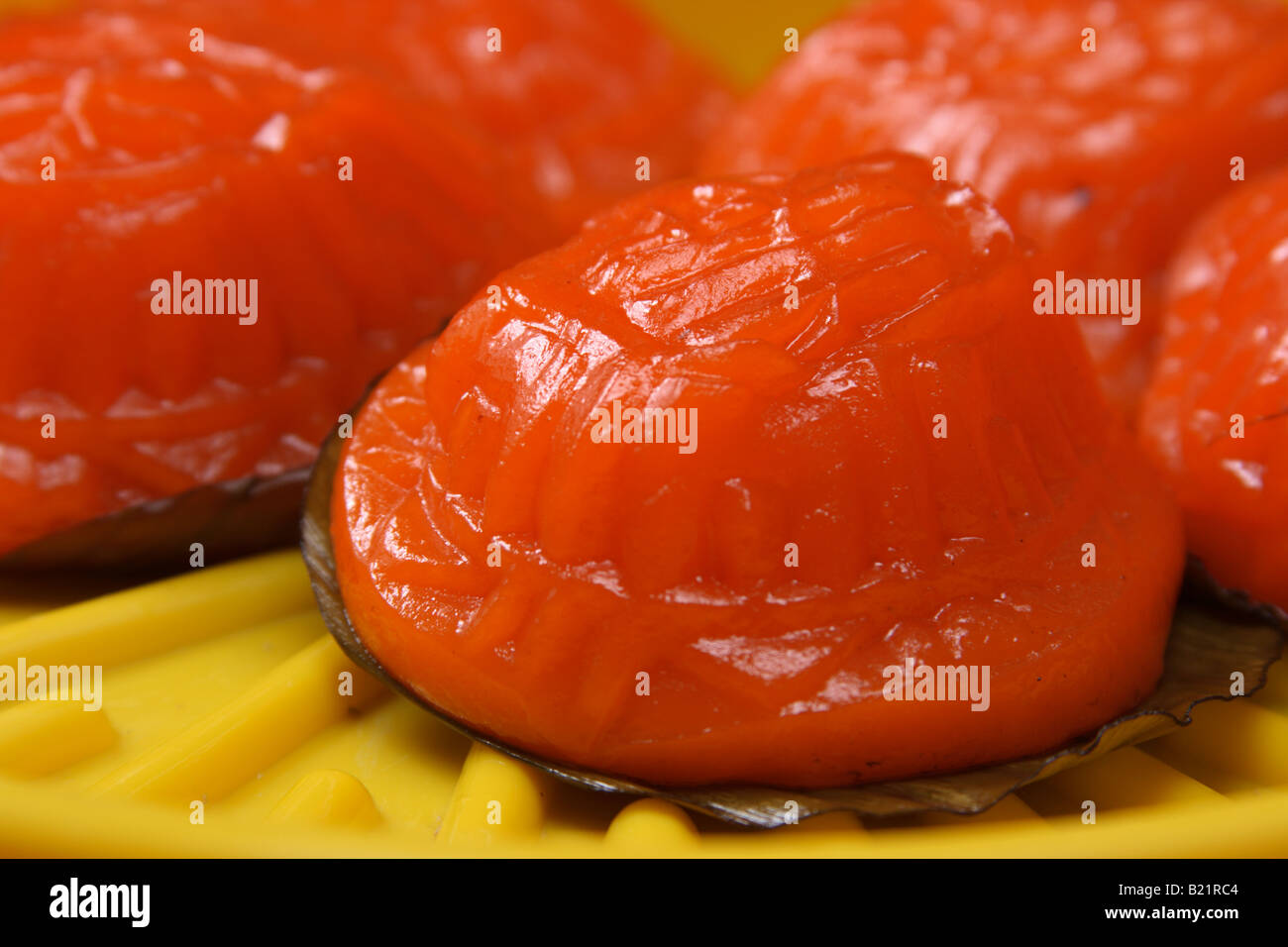 ang ku kuih, red rice flour cake, Malaysian cake Stock Photo - Alamy