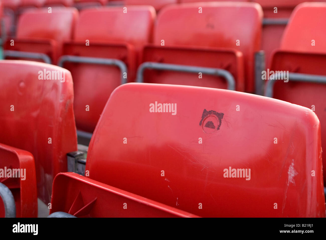 A row of red stadium seats Stock Photo - Alamy