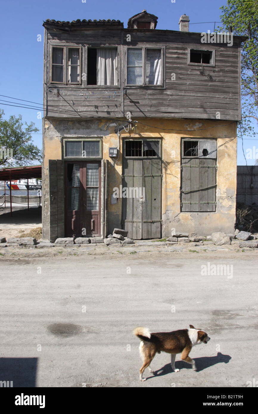 An old building, Sulina, Romania. Sulina is small town in the mouth of ...