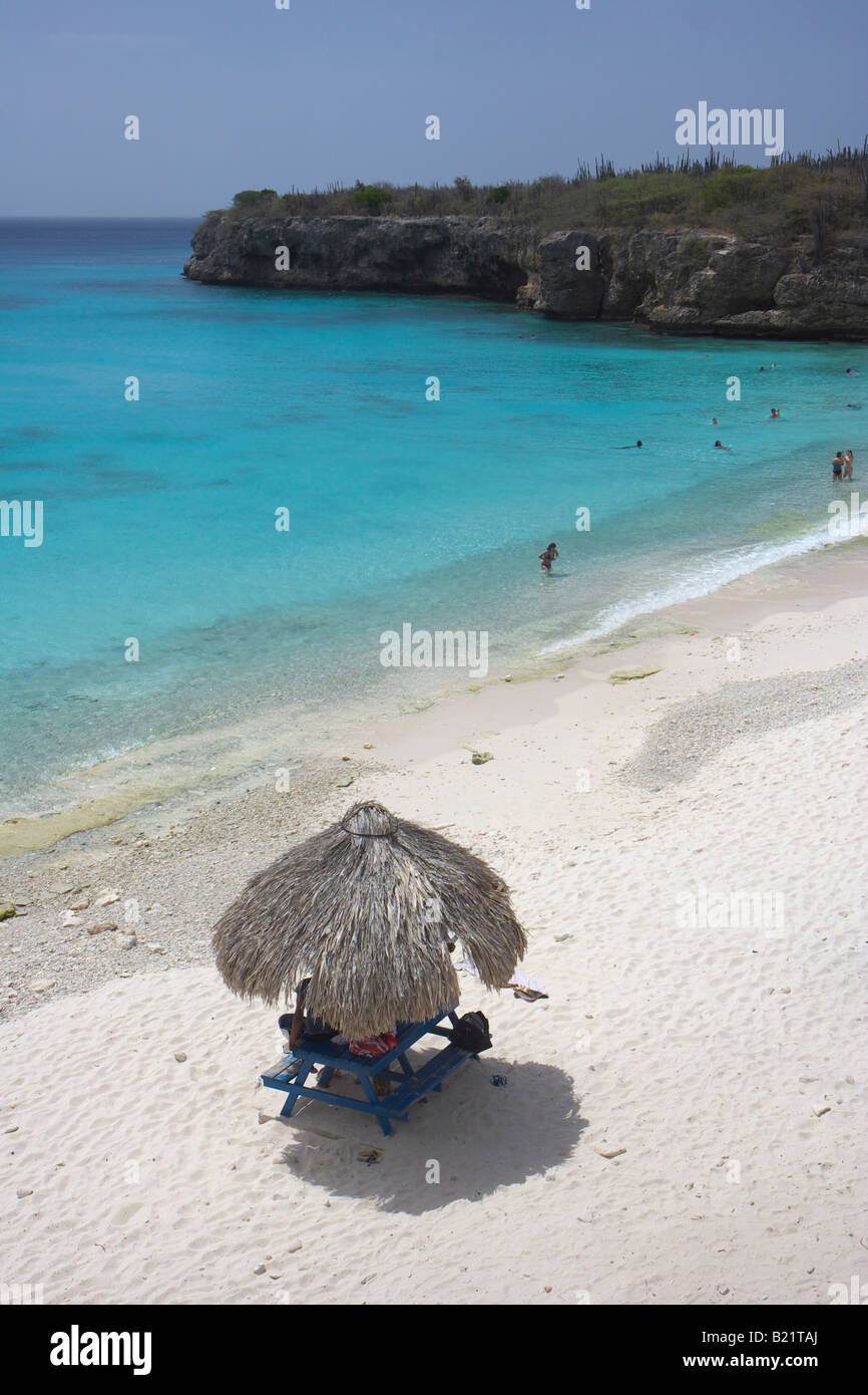 Beach scene of Knip beach bay on the tropical island of Curacao Stock ...