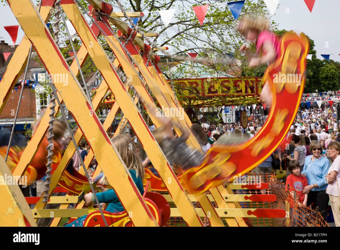 Fairground uk fair swings hi-res stock photography and images - Alamy