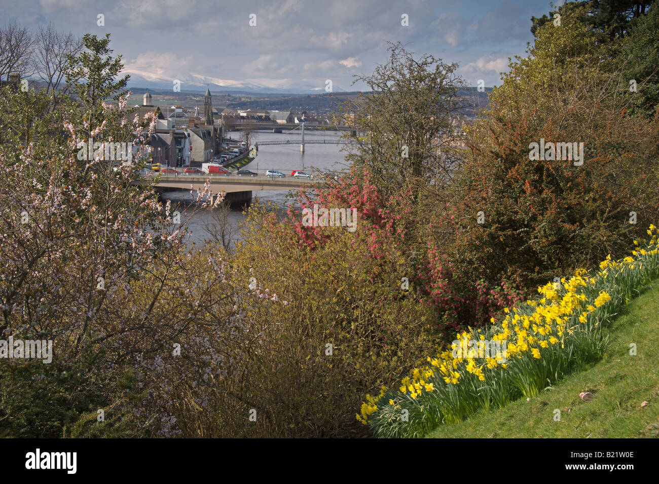 Looking north along River Ness from Inverness Castle Inverness Highland ...