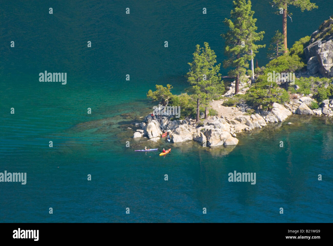 Kayaks Fannette island in Emerald Bay Lake Tahoe California Nevada ...