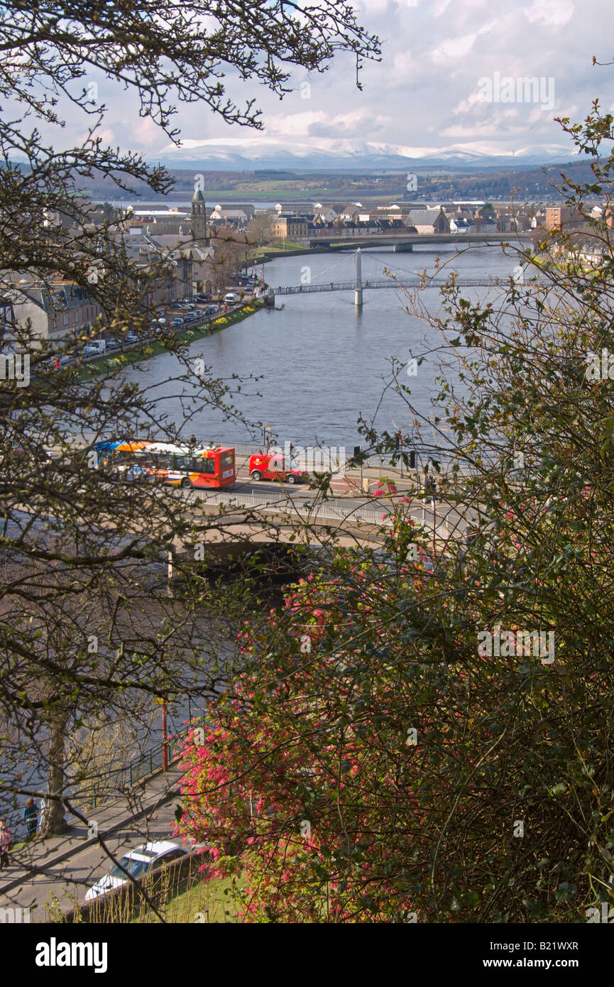 Looking north along River Ness from Inverness Castle Inverness Highland ...