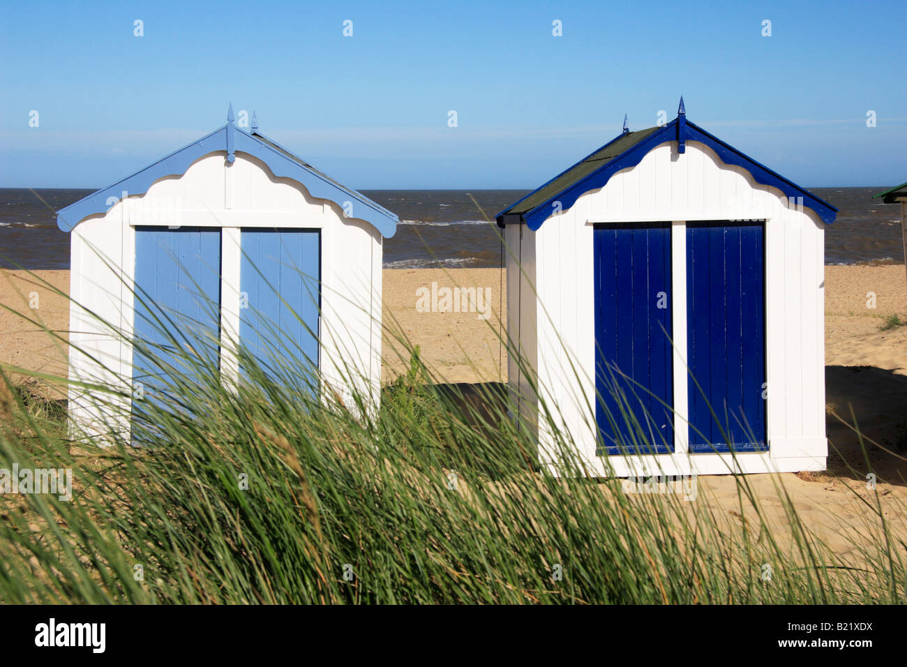 Pretty beach huts on Southwold beach, Suffolk, England Stock Photo - Alamy
