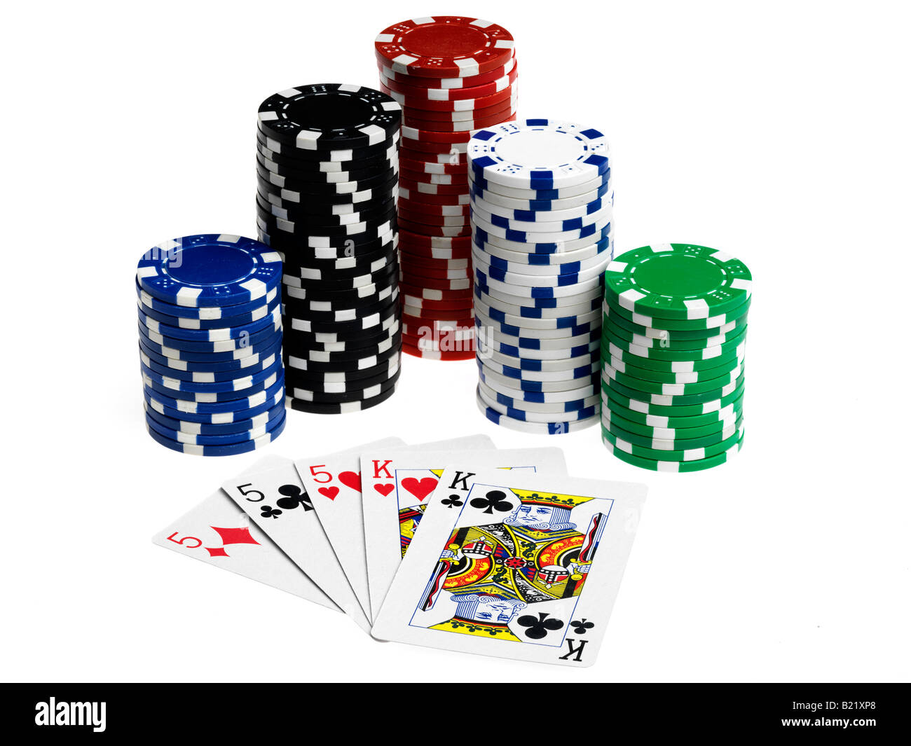 Piles of Poker Chips and Playing Cards Stock Photo - Alamy