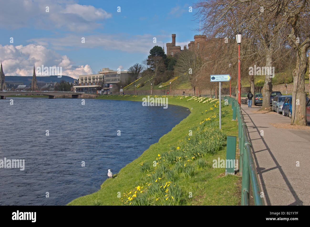 Looking north along River Ness to Inverness Castle Inverness Highland ...