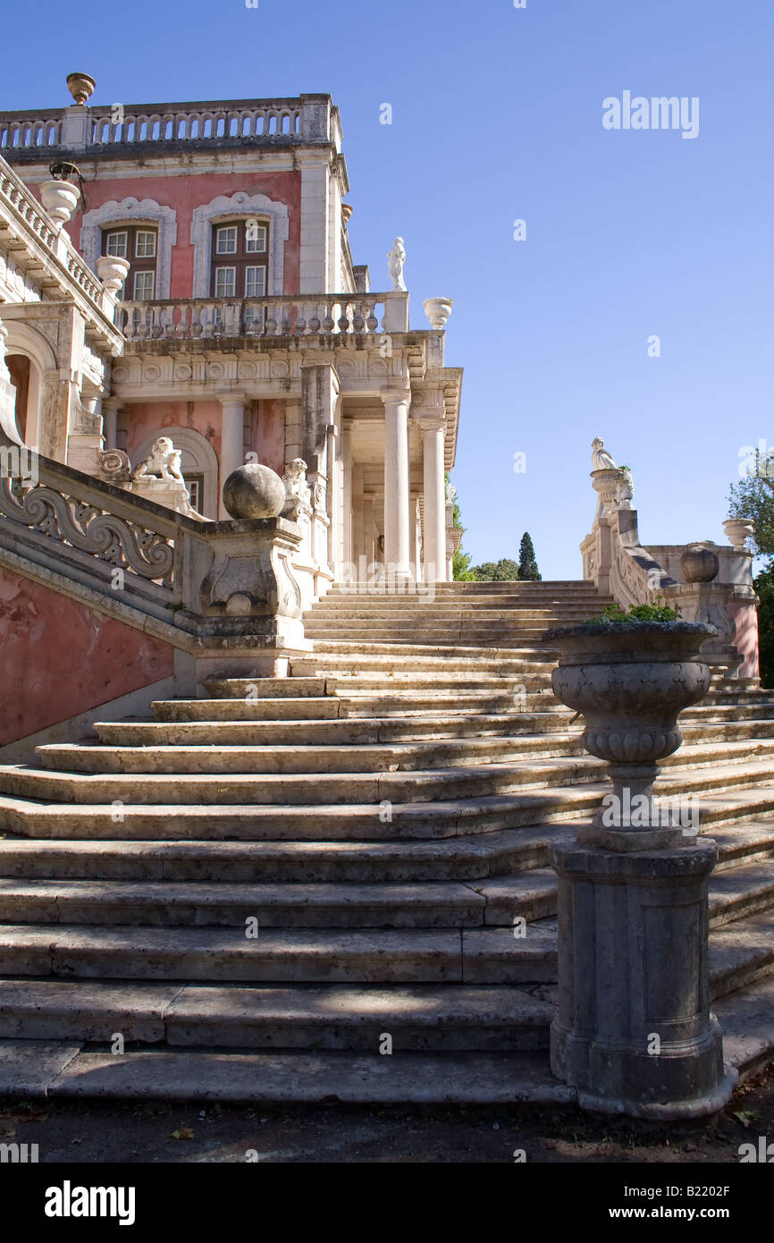 Lions Staircase (Escadaria dos Leões) leading to the gardens of the ...