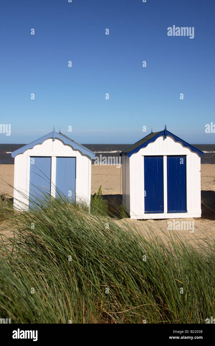 Pretty beach huts in Southwold on the Suffolk coast Stock Photo - Alamy