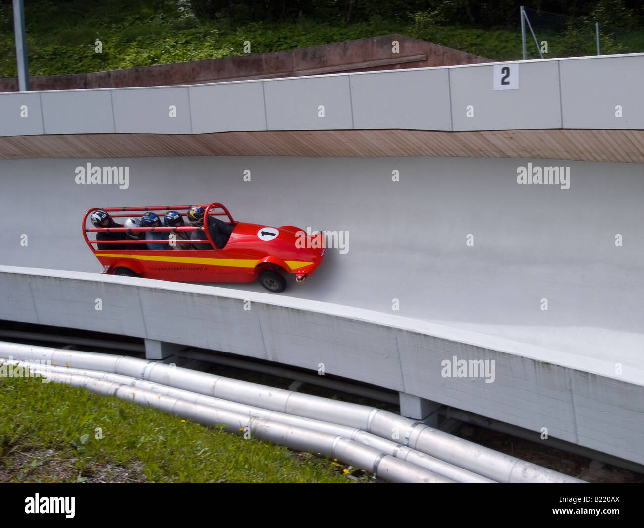 The Olympic bob sleigh run at Igls Austria where a wheeled sleigh is ...