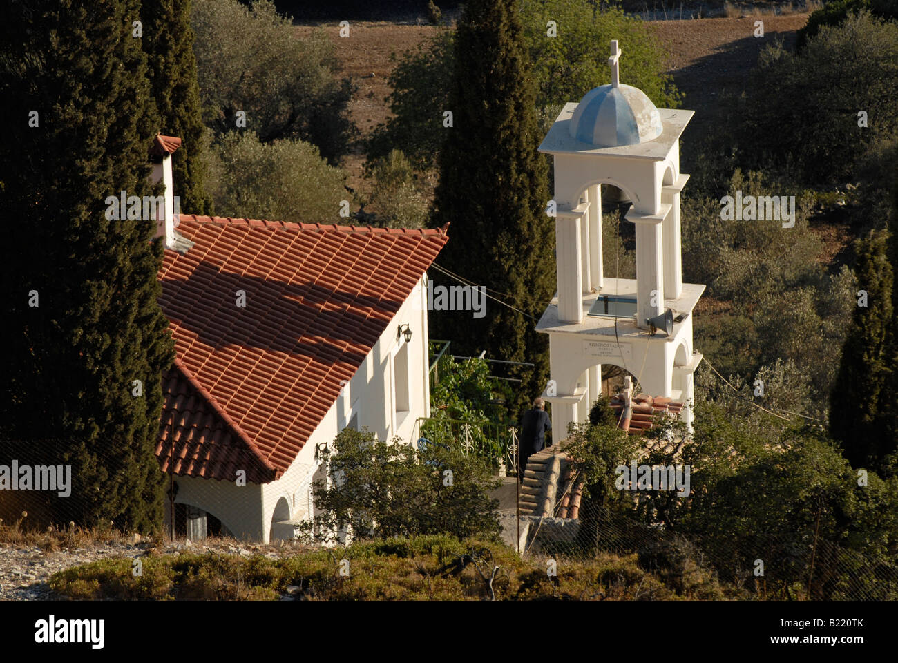 Greek monastery on a hill Stock Photo - Alamy
