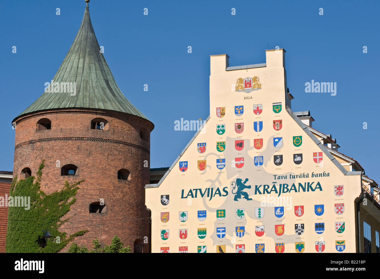 Powder Tower and decorated house Riga Latvia Stock Photo - Alamy