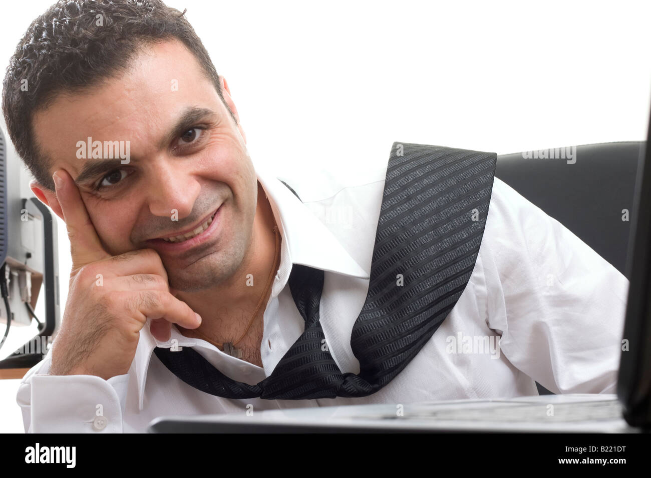 Smiling office man being curious Stock Photo - Alamy