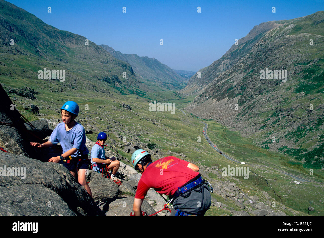 Climbers on Grib Goch Llangberis Pass Snowdonia National Park Gwnedd ...