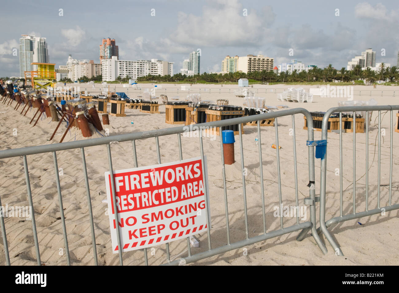 Fireworks Setup at Miami Beach Florida on July 4th Stock Photo - Alamy