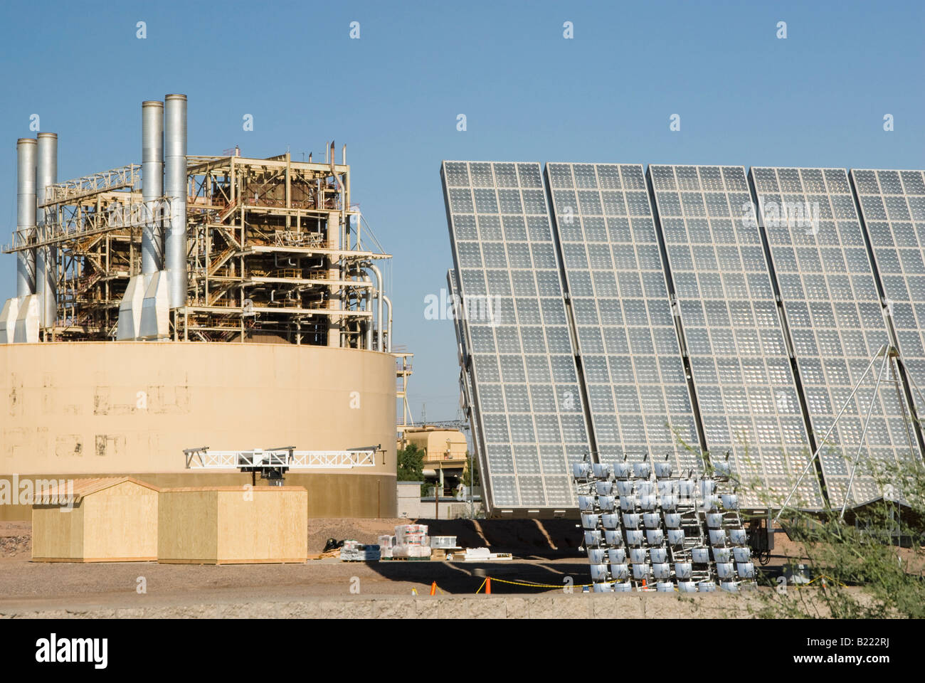 solar panels and conventional power plant at a Solar Research Center in ...