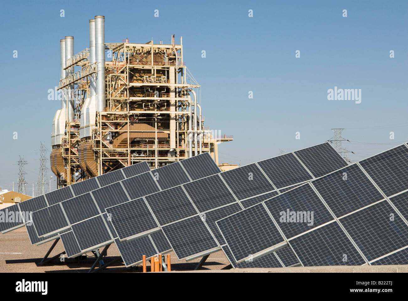 solar panels and conventional power plant at a Solar Research Center in ...