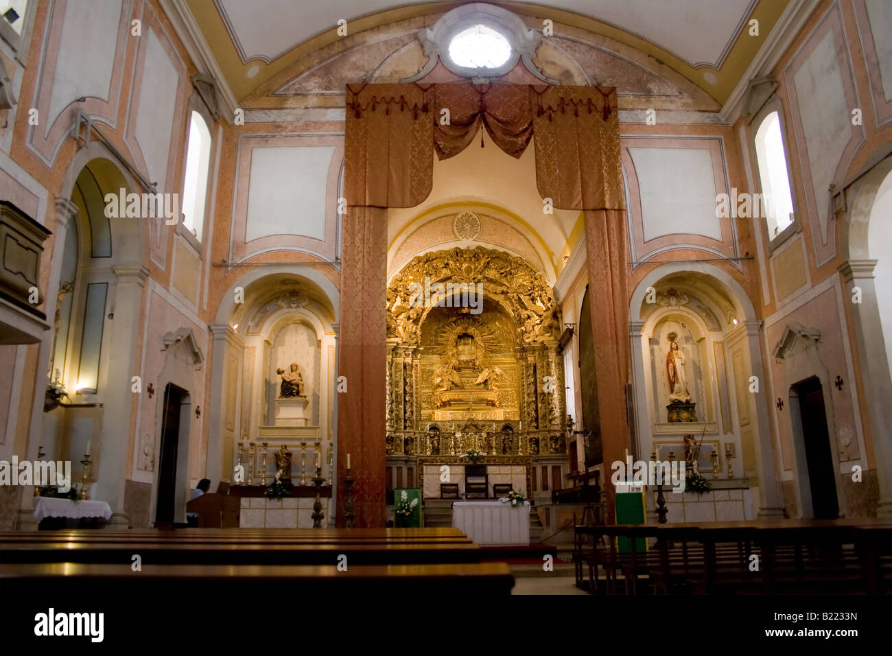 Sao Pedro church interior in Obidos. Obidos is a very well preserved ...