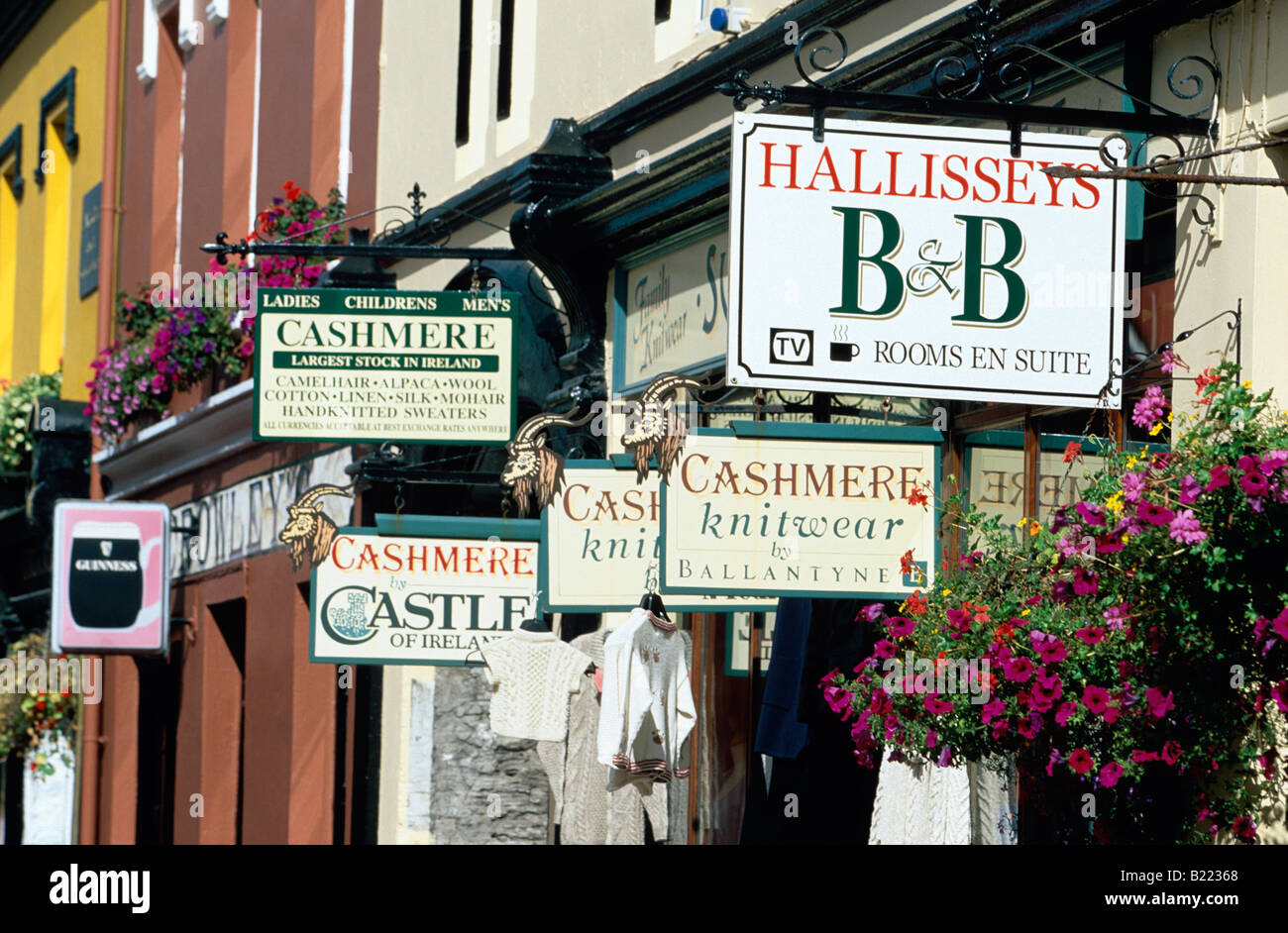 View of cashmere signs in Kenmare Ring of Kerry County Kerry Ireland ...
