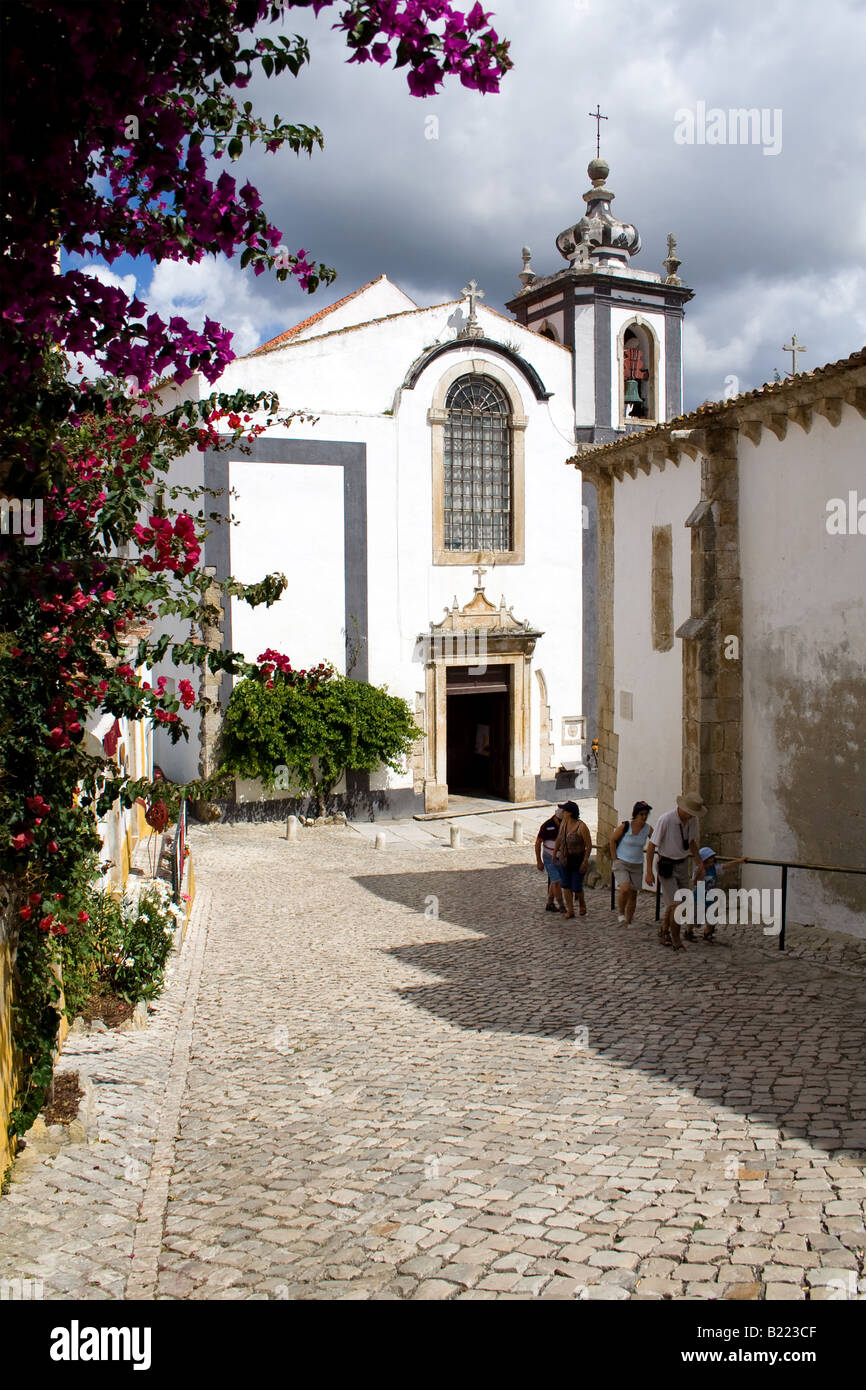 Sao Pedro church in Obidos. Obidos is a very well preserved medieval ...