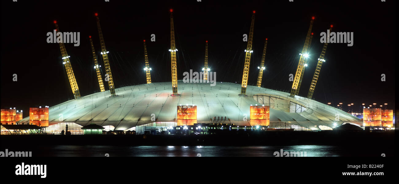 Greenwich Peninsula Millennium Dome at night with reflections in River ...