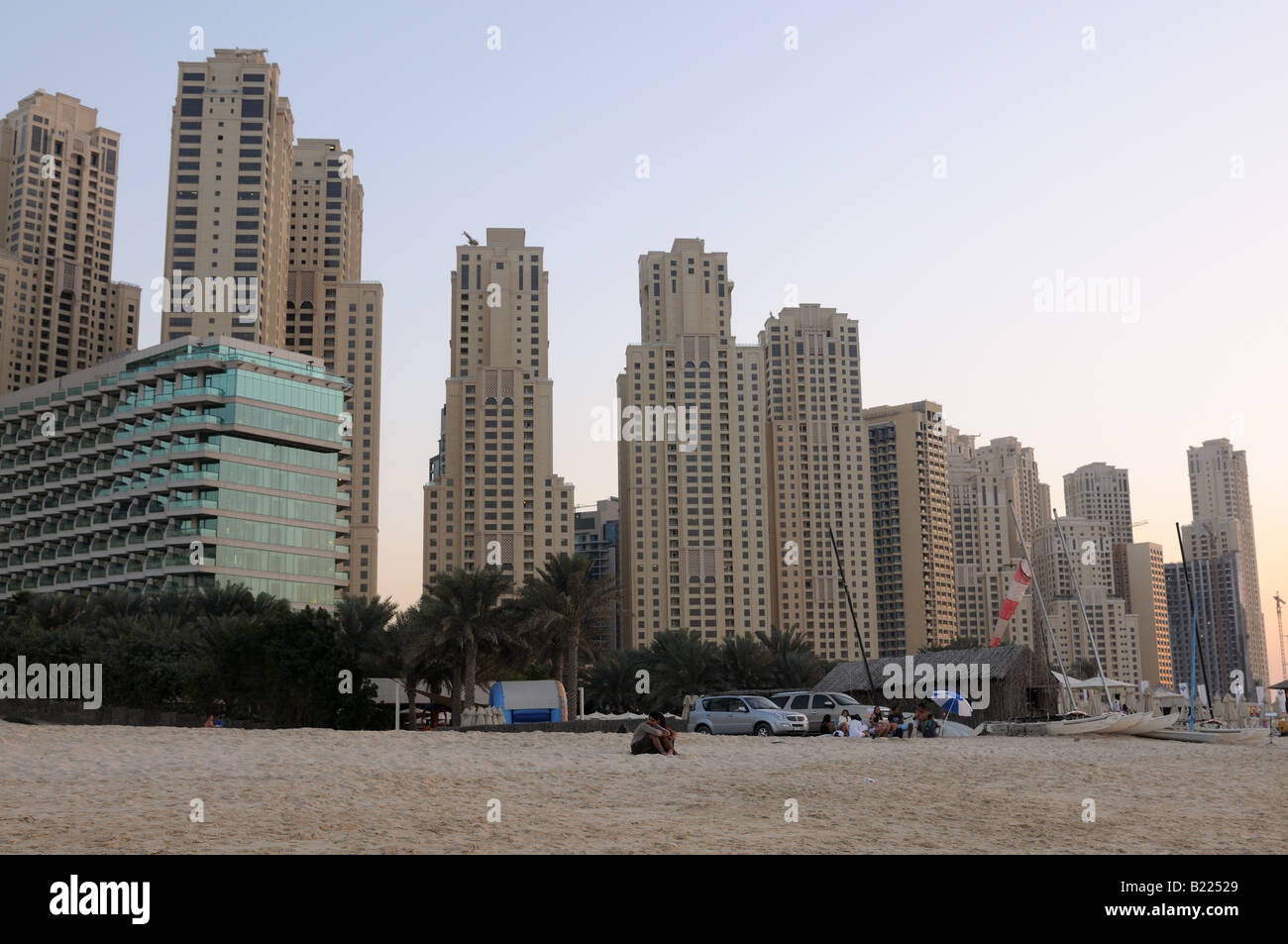 Huge scyscrapers newly build aling the coastline of Dubai United ...