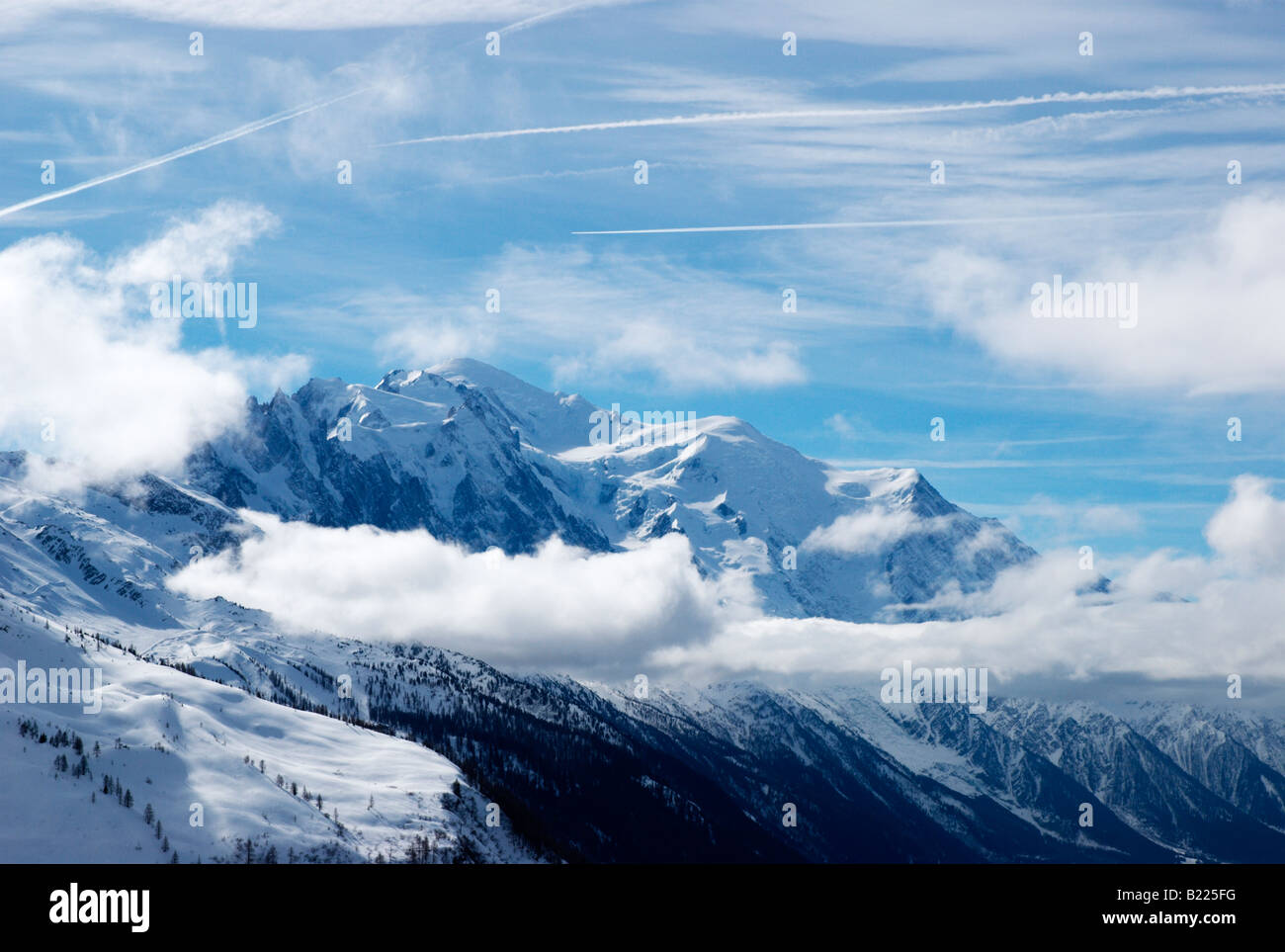 Mont Blanc mountain range in Chamonix, France Stock Photo - Alamy