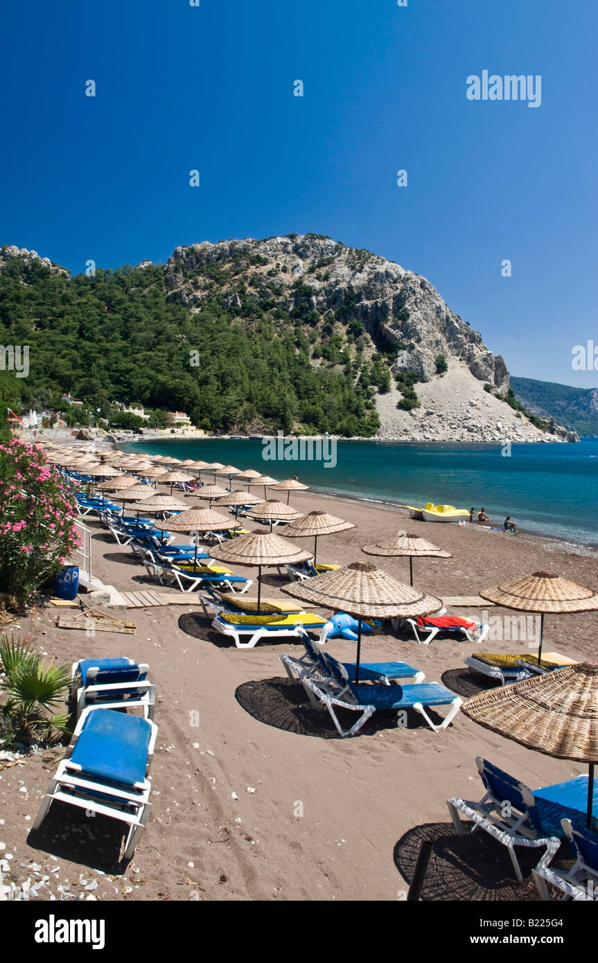 Beach in resort town of Turunc Mugla Turkey Stock Photo - Alamy