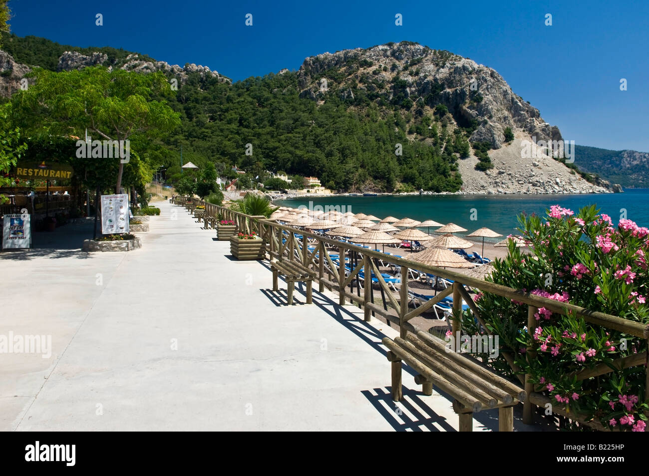 Beach in resort town of Turunc Mugla Turkey Stock Photo - Alamy