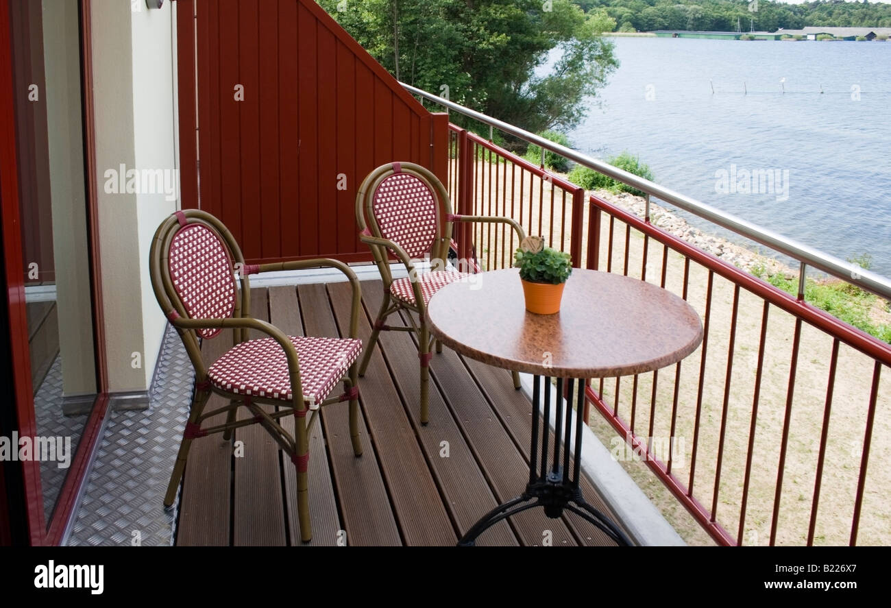 Balcony with Chairs and Table Stock Photo - Alamy