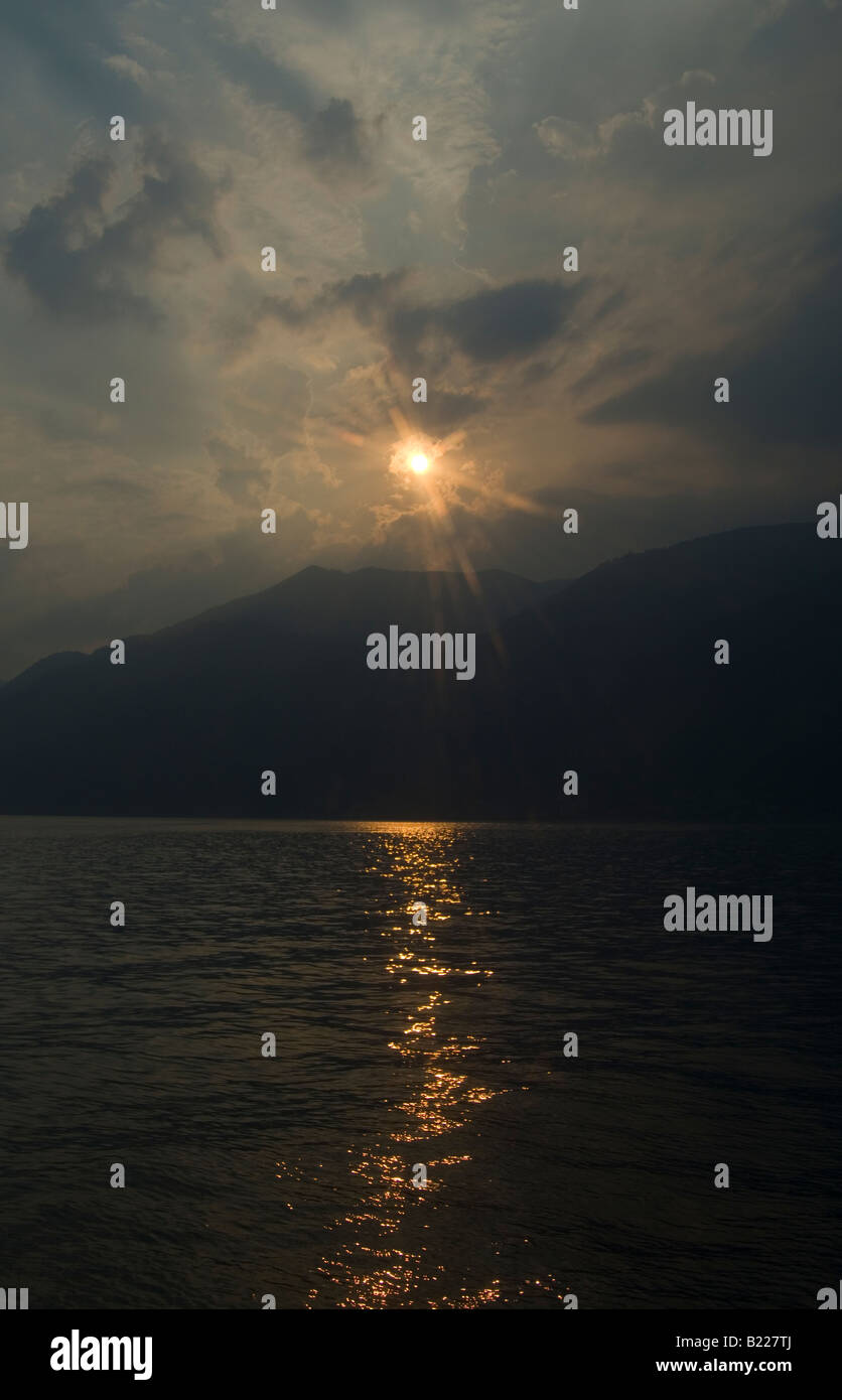 Sunset over Lake Como Stock Photo - Alamy