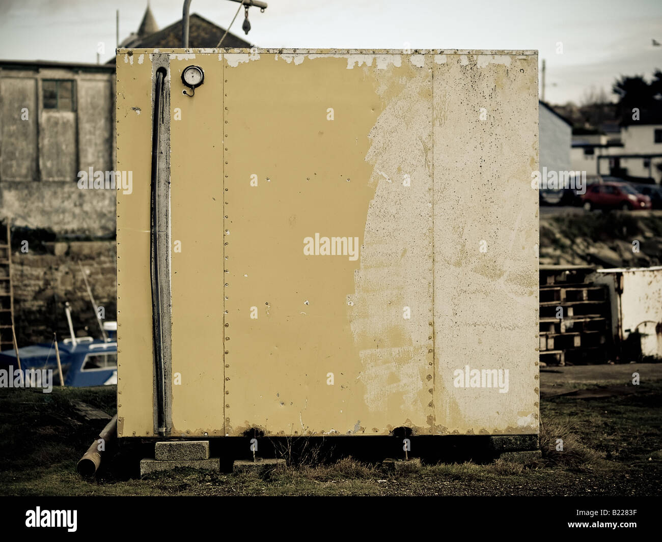 Abandoned cold storage container, Hayle Stock Photo - Alamy