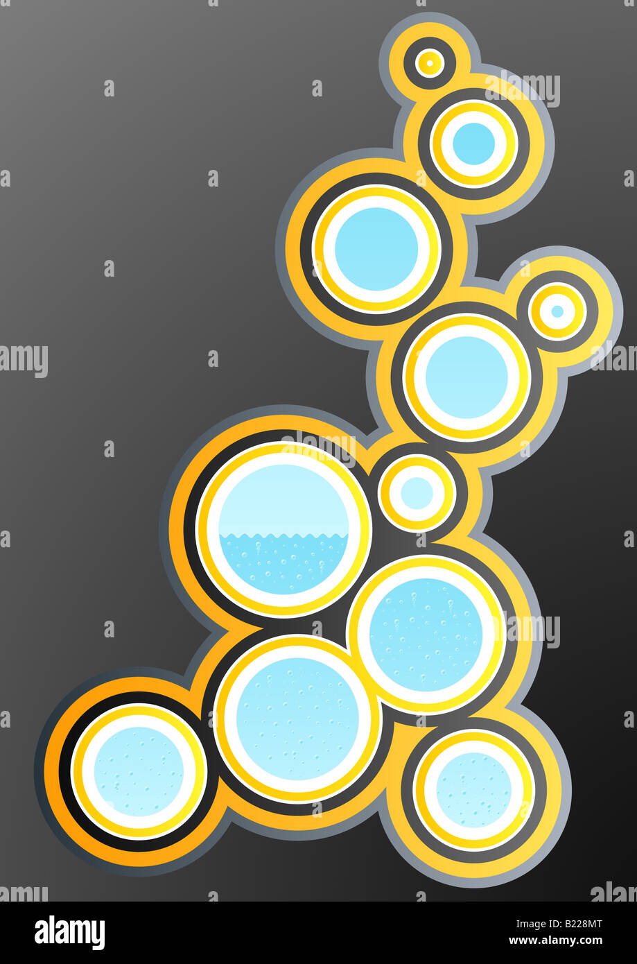 Vector illustration of a funky retro design element with circle art ...