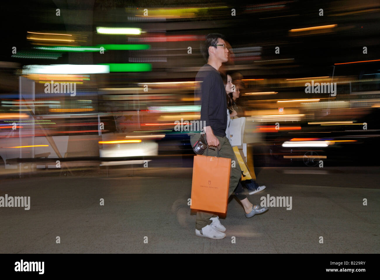 Japanese people walking on Sendai streets at night Sendai Japan Stock ...