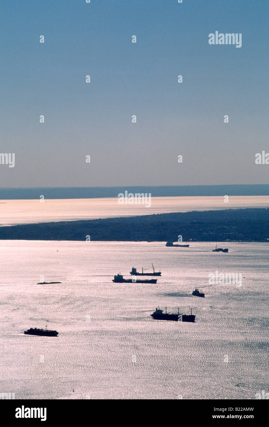 Freighter anchorage NY Harbor Stock Photo - Alamy