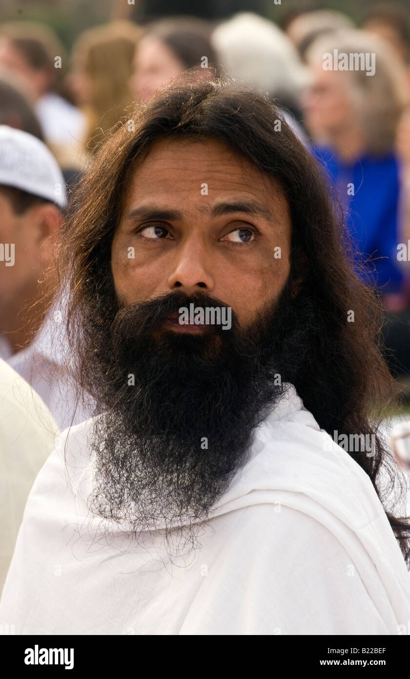 A HINDU SADHU attends a PRAYER FOR WORLD PEACE at the RAJ GHAT Ghandi s ...