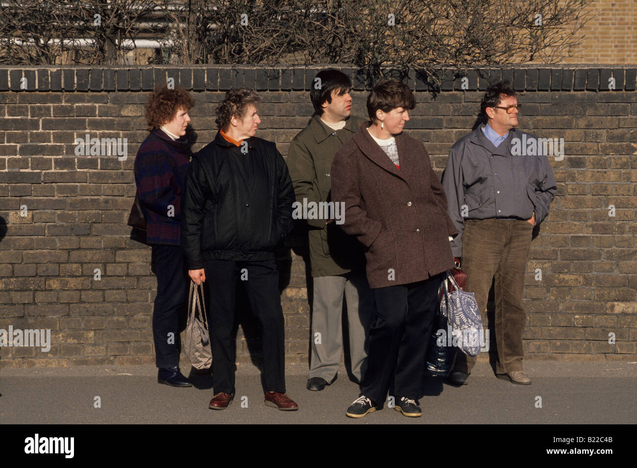 German workers wait for transport in Bittersfeld, Germany Stock Photo ...