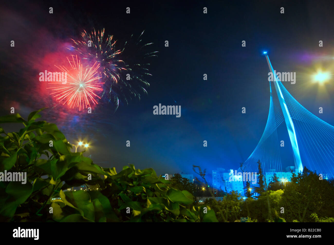 Jerusalem, Israel. Fireworks and Laser lightning show during the ...