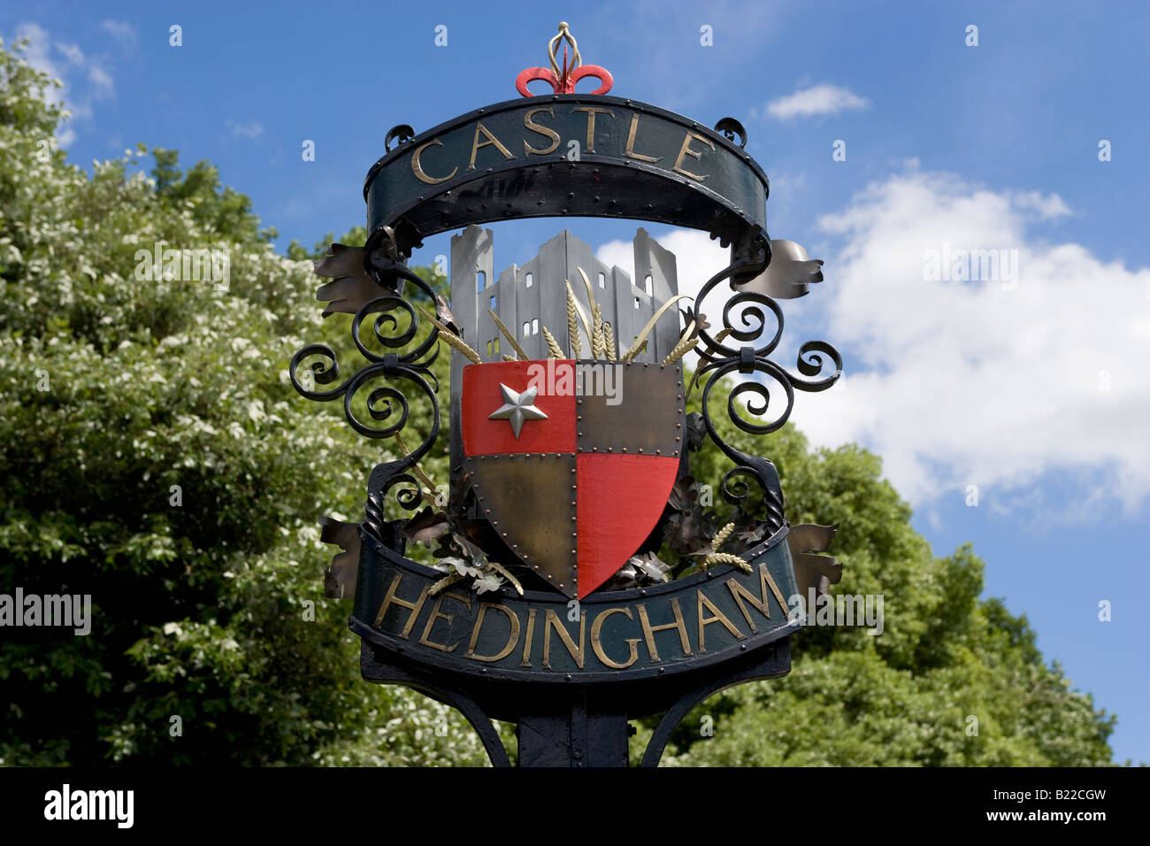 Town Sign Castle Hedingham Essex Stock Photo - Alamy