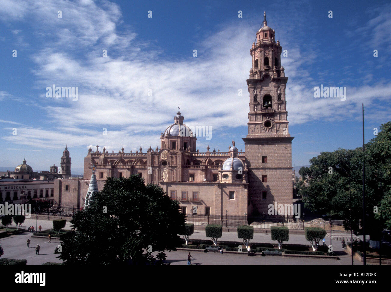 Side view of the cathedral in Morelia, Michoacan, Mexico Stock Photo ...